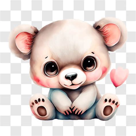 Descarga Lindo Oso de Peluche con Globo en Forma de Corazón PNGs En Línea Creative Fabrica