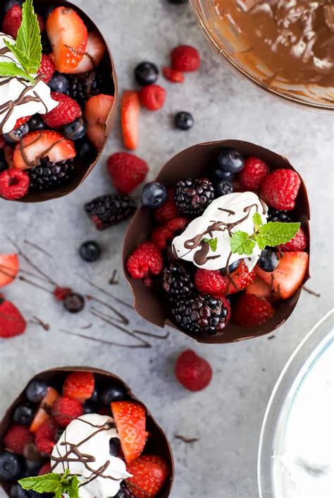 Diy Chocolate Bowls With Berries And Coconut Whipped Cream