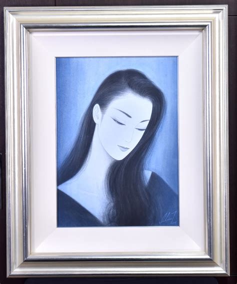 Yahoo オークション 真作保証 鶴田一郎 うつむく人 水彩6号