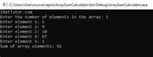 Sum Of Array Elements In CSharp INetTutor Com