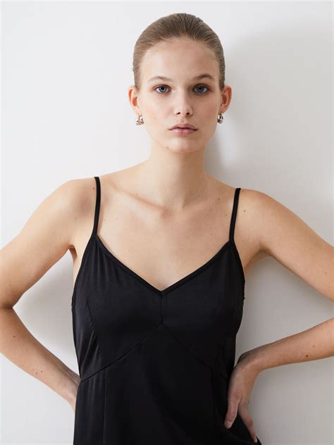 Satin Slip Dress Black French Connection Uk