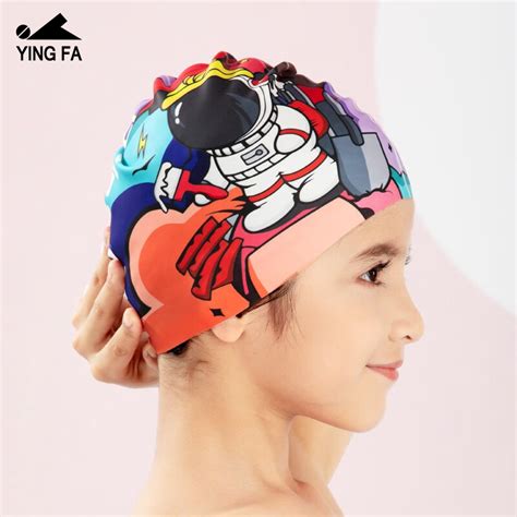 英发印花卡通泳帽儿童男女士成人通用防水硅胶游泳帽2025年新款虎窝淘