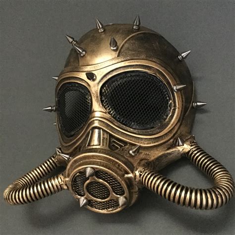 Steampunk Mask Respirator Full Gas Mask Metallic Bronze Spike Costume