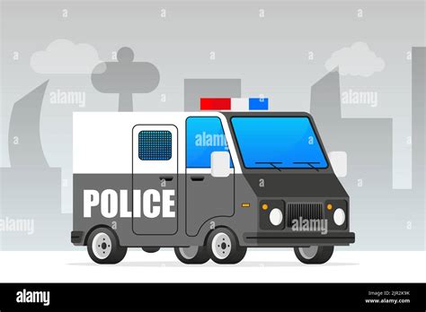 Black Police Car Police Transport Vector Illustration Stock Vector