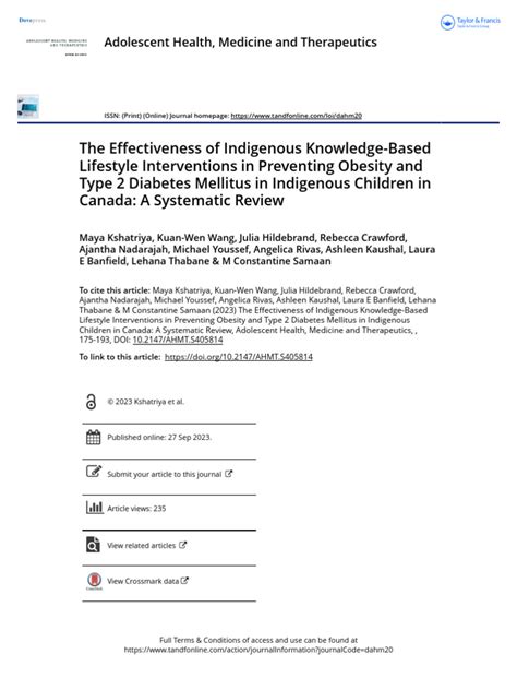 The Effectiveness Of Indigenous Knowledge Based Lifestyle Interventions