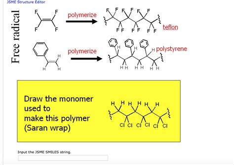 Solved Jsme Structure Editor Polymerize Teflon Polymerize H