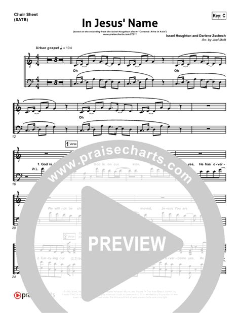 In Jesus Name Sheet Music Pdf Israel Houghton Praisecharts