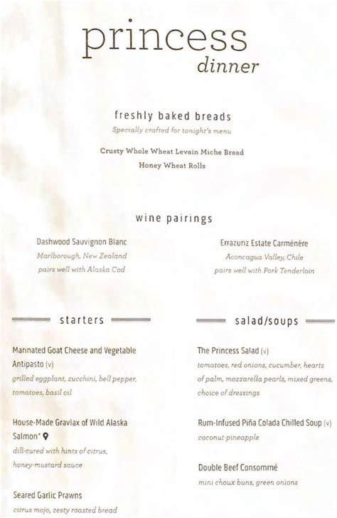 Princess Cruise Line S 2022 Dinner Menus Prof Cruise Princess