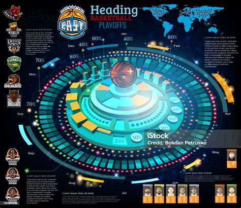 컴퓨터 게임 스타일의 추상 농구 인포 그래픽 정보 차트 다이어그램벡터 파란색 배경 Brand Name Video Game에 대한 스톡 벡터 아트 및 기타 이미지