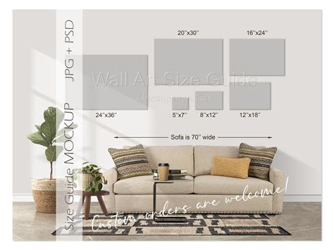 Canvas Print Size Mockup Canvas Size Guide Mockup Wall Frame Size Comparison Chart Poster