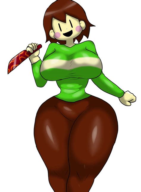 Enigi09 Chara Undertale Undertale Highres 1girl Breasts Brown Hair Curvy Holding