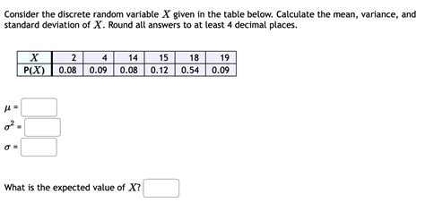 Solved Consider The Discrete Random Variable X ﻿given In The