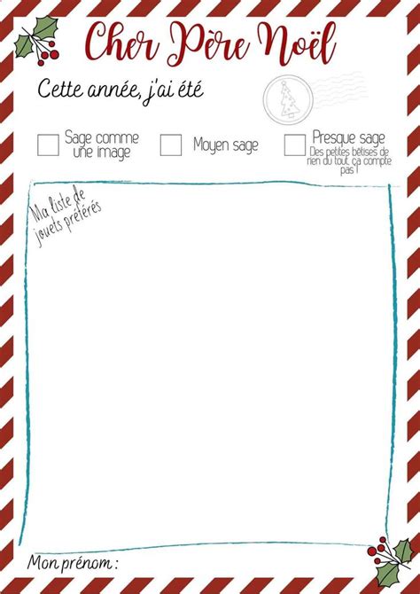 Modele De Lettre Au Père Noël à Imprimer Gratuitement Lettre Pere