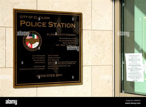 Dedication Plaque Outside The Police Department In El Cajon California