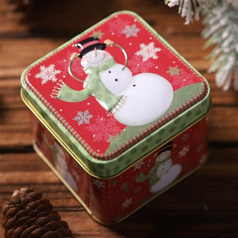 Christmas Cookie Tins With Lids Square Candy Metal Cookie Tins Empty
