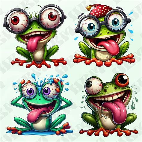 24 Cute Frog Acting Crazy Clipart Bundle Tadpole Stickers Adorable