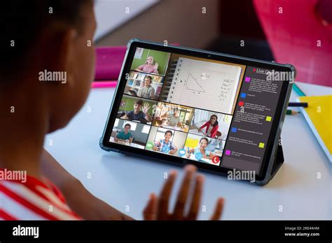 African American Boy Attending Online Class Over Digital Tablet With