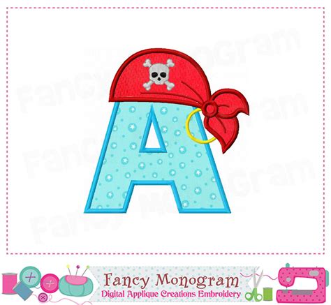 Pirate Alphabet Embroidery Pirate Monograms Az Design Etsy