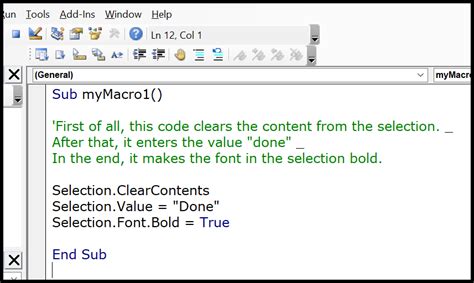 How To Add A Comment In A Vba Code Macro