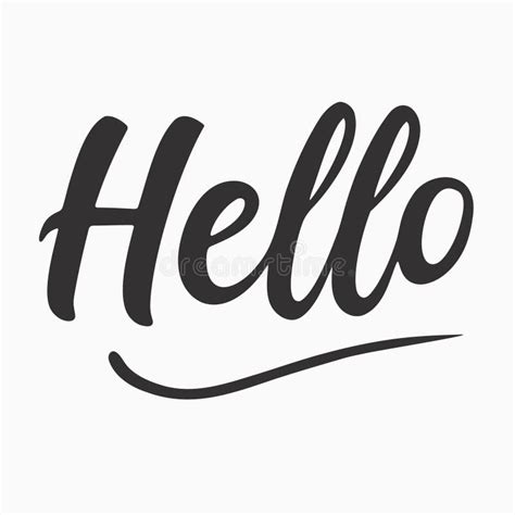 Elegant Handwritten Hello Greeting In Black Script On White Background