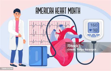 미국 심장 의 달 개념 벡터 심장병 개념 Ekg 심장 사진 저혈압의 의료 템플릿 혈압계에 대한 스톡 벡터 아트 및 기타 이미지