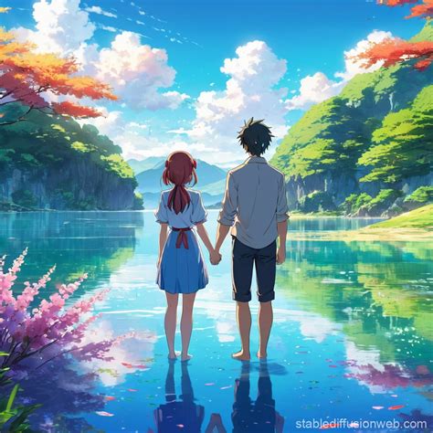 Couple Looking Into Lake Stable Diffusion Online
