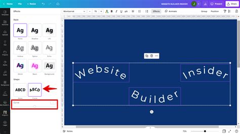 can you warp text in canva