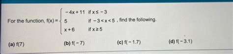 Solved State The Domain Of The Function F X 11x 7