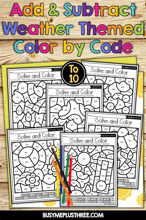 Color By Code Weather Color By Number Addition And Subtraction To 10