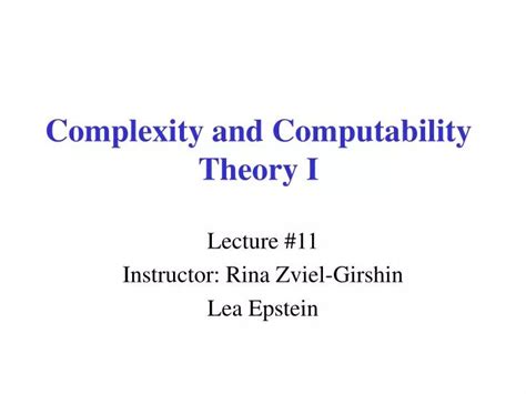 Ppt Complexity And Computability Theory I Powerpoint Presentation