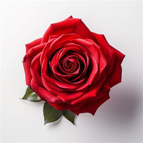 Premium Photo A Red Rose Top View White Background