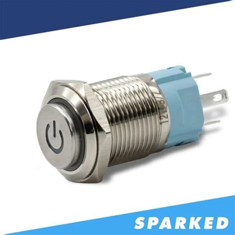 Latching Aluminum Power Symbol 12v Push Button Switch Spdt Down4sound