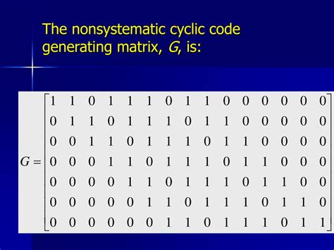 PPT USING THE MATLAB COMMUNICATIONS TOOLBOX TO LOOK AT CYCLIC CODING