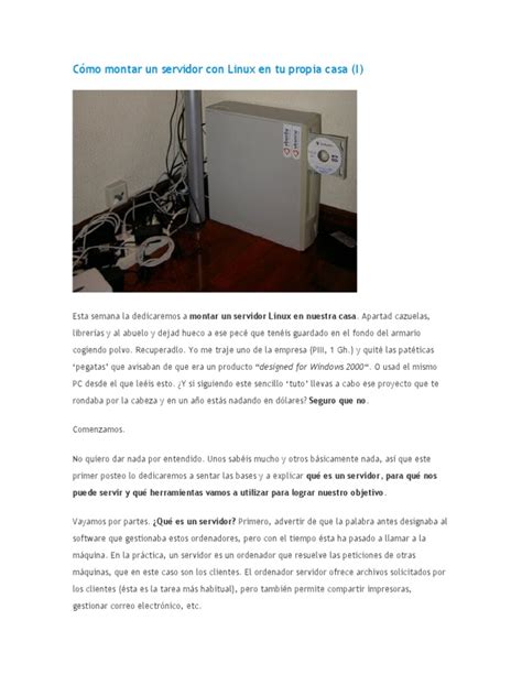 Cómo Montar Un Servidor Con Linux En Tu Propia Casa Pdf Dirección