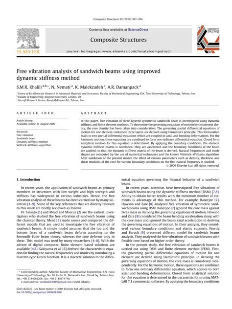 pdf free vibration analysis of sandwich beams using improved dynamic