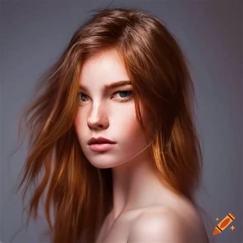 Beautiful Young Woman Shoulder Length Hair Very Light Freckles On Craiyon