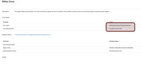 Active Directory Dirsync Error DeletingCloudOnlyObjectNotAllowed IT Security