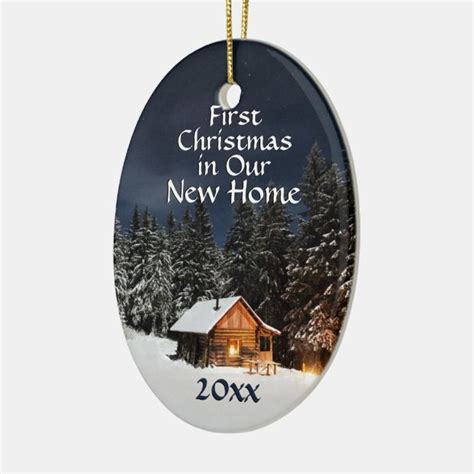 First Christmas In New Home Country Rustic Cabin Ceramic Ornament