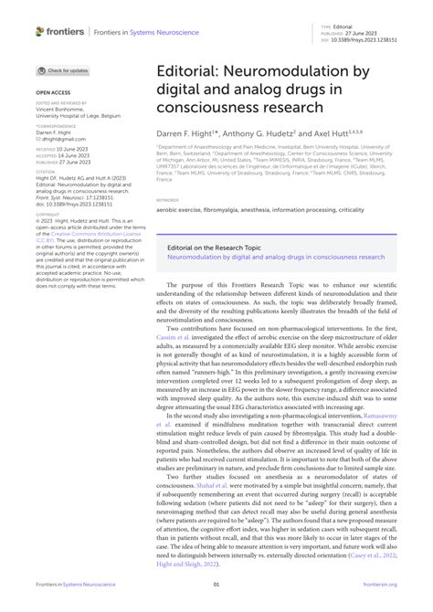 Pdf Editorial Neuromodulation By Digital And Analog Drugs In