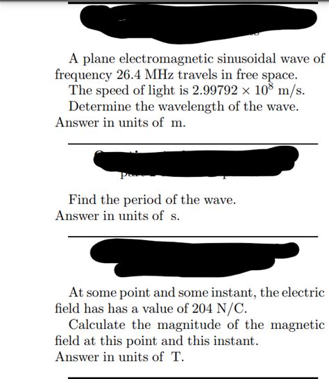 Solved A Plane Electromagnetic Sinusoidal Wave Of Frequency Chegg