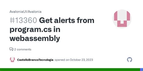 Get Alerts From Program Cs In Webassembly · Issue 13360 · Avaloniaui Avalonia · Github
