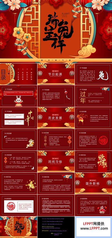 瑞兔呈祥2023年新年介绍ppt动态模板下载 Lfppt