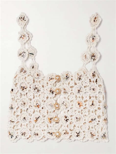 AGUA BY AGUA BENDITA NET SUSTAIN Zilia Caracola Cropped Embellished