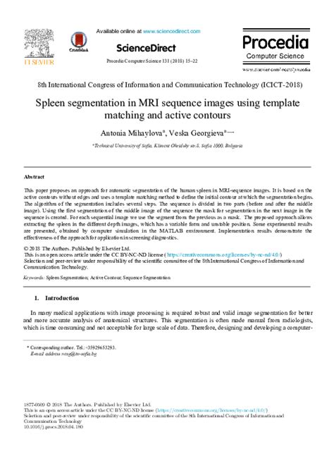 pdf spleen segmentation in mri sequence images using template