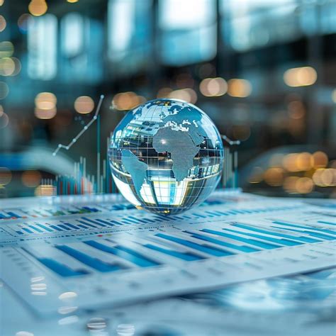 Globe Positioned On Charts For Global Data Analysis Premium AI Generated Image