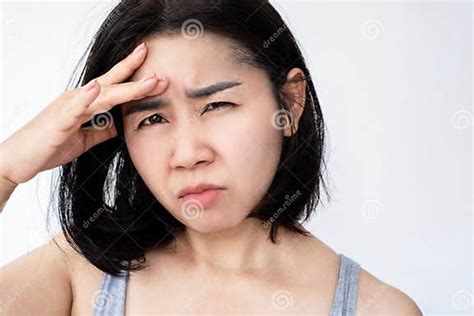 Light Sensitivity Photophobia Eye Blurry Concept With Asian Woman