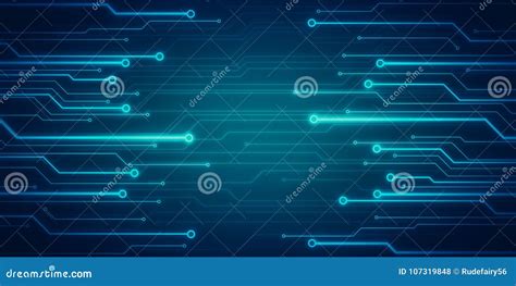 Illustration Of Glowing Circuit On Blue Background Stock Illustration Illustration Of Moving