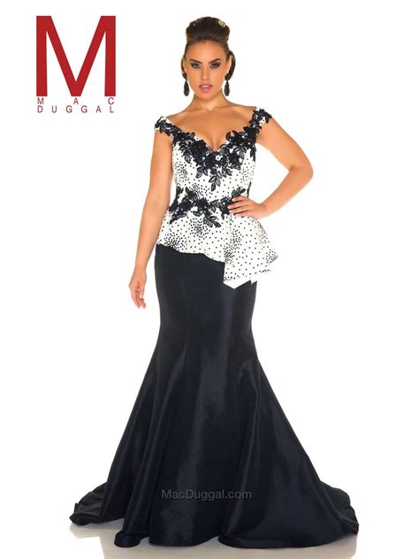 French Novelty Mac Duggal Fabulouss 65465f Plus Size Off Shoulder Gown