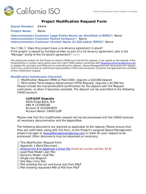Modification Request Doc Template Pdffiller