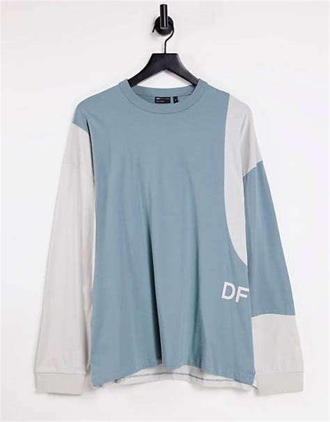Asos Dark Future Langärmliges Oversize Shirt In Blau Mit